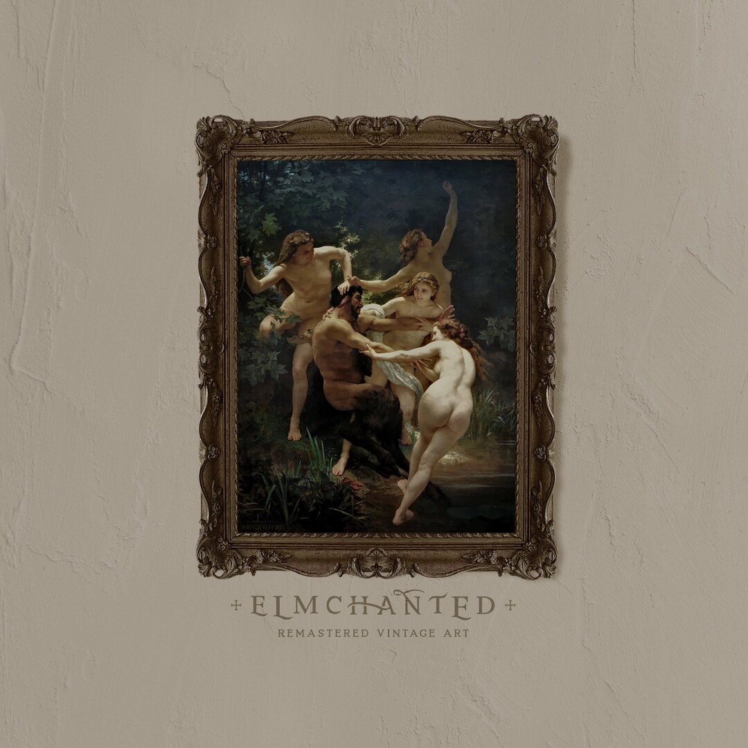 Nymphs & Satyr Art Print, Vintage Painting, Cottagecore Decor ...