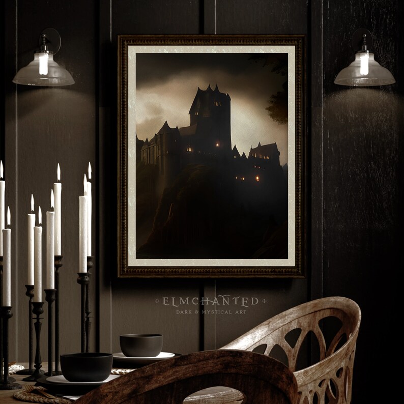 Gothic Medieval Castle Painting Dark Academia Prints Gothic - Etsy