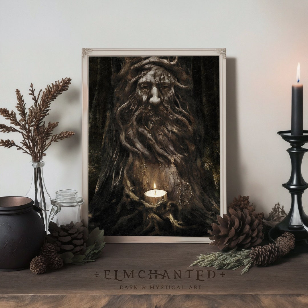 Mystical Ancient Tree Spirit, Witchy Wall Art Pagan Dryad Decor Dark ...