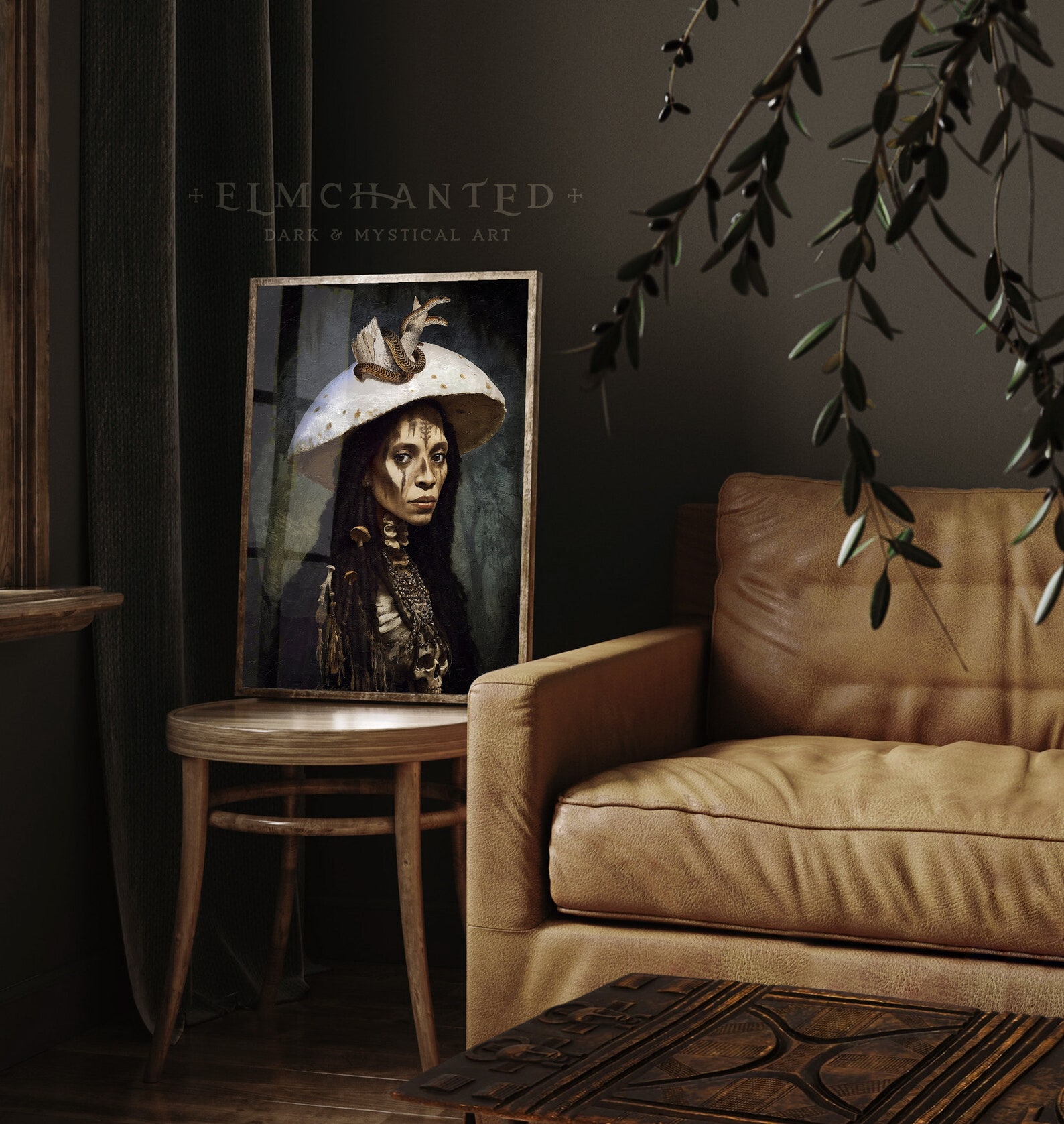 Voodoo Witch Woman Portrait Painting, Two-headed Snake Dark Art Prints ...