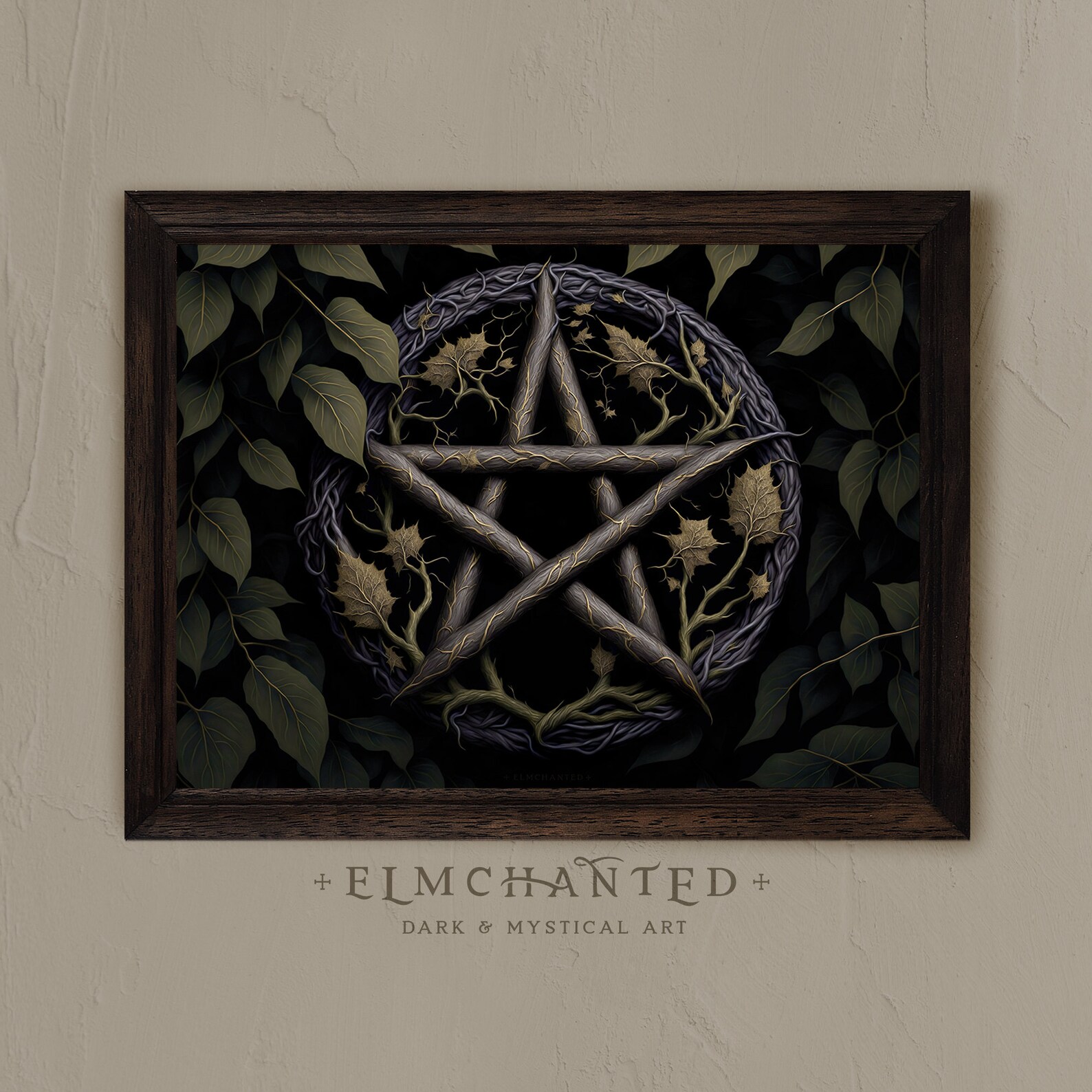 Wiccan Pentagram Art Print | Pentacle Pagan Decor, Green Witch ...