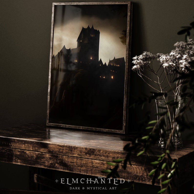 Gothic Medieval Castle Painting Dark Academia Prints, Gothic ...