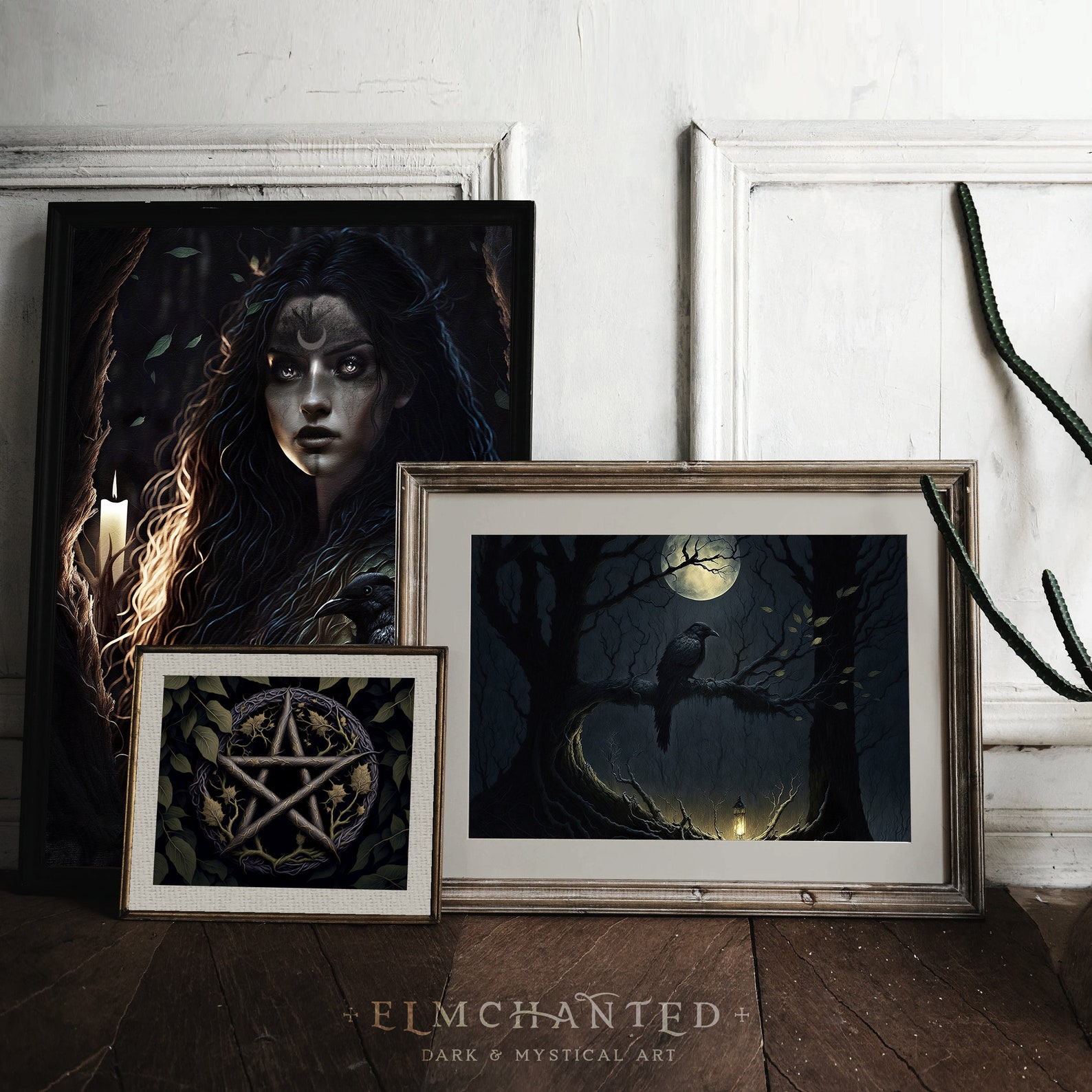 Wiccan Pentagram Art Print | Pentacle Pagan Decor, Green Witch ...