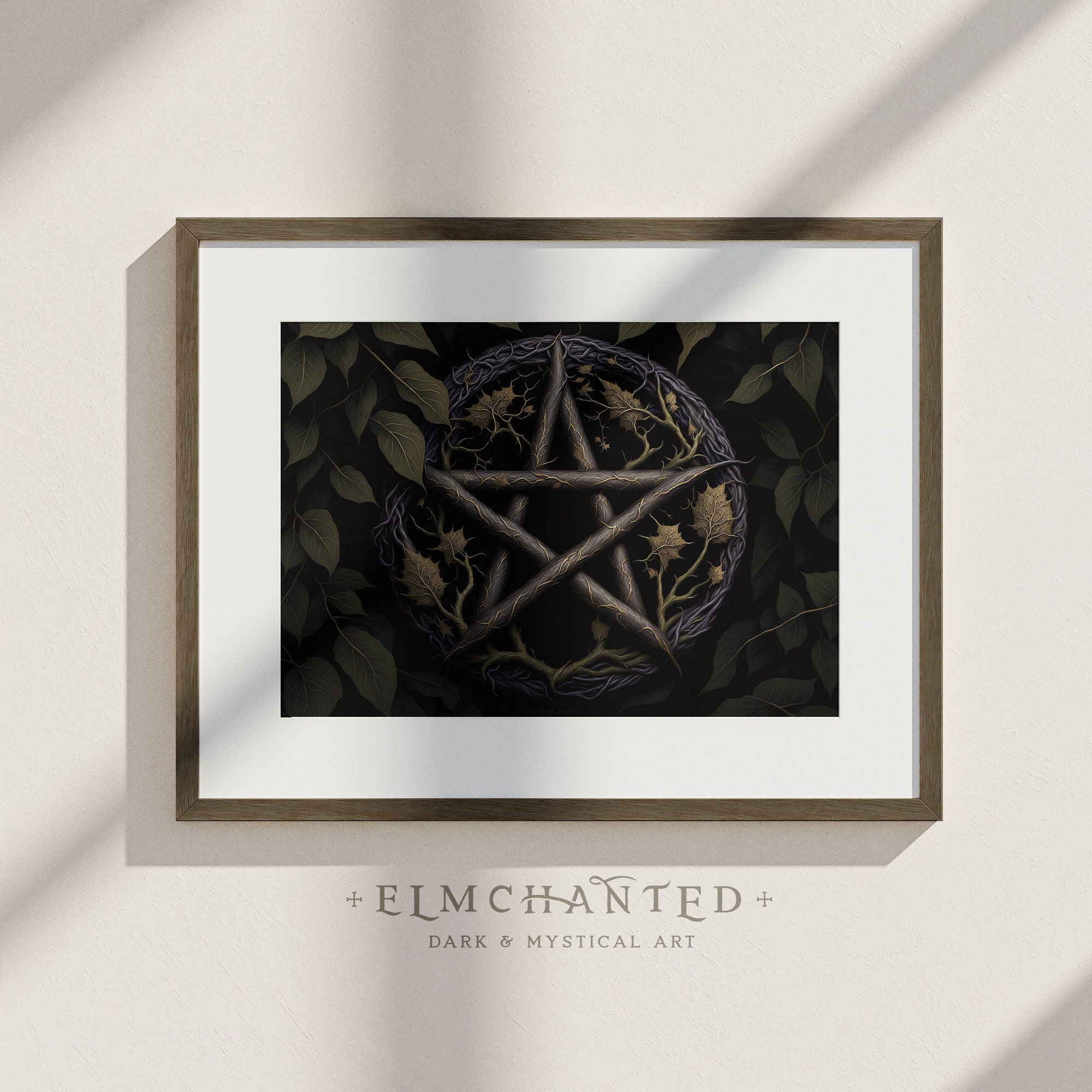 Wiccan Pentagram Art Print | Pentacle Pagan Decor, Green Witch ...