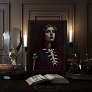 Skeleton Woman Portrait, Gothic Home Decor, Halloween Wall Art ...