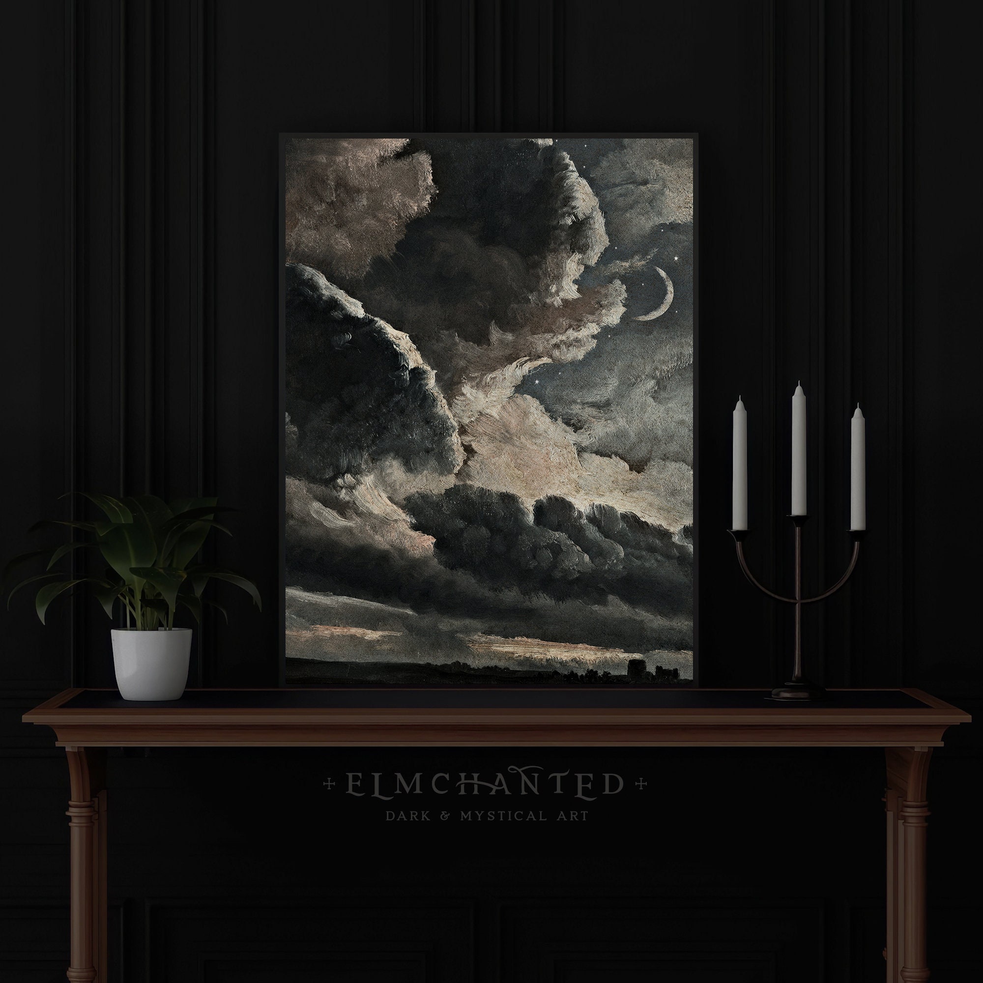 Study of Clouds Near Rome Vintage Art Print, Landscape Oil Painting ...