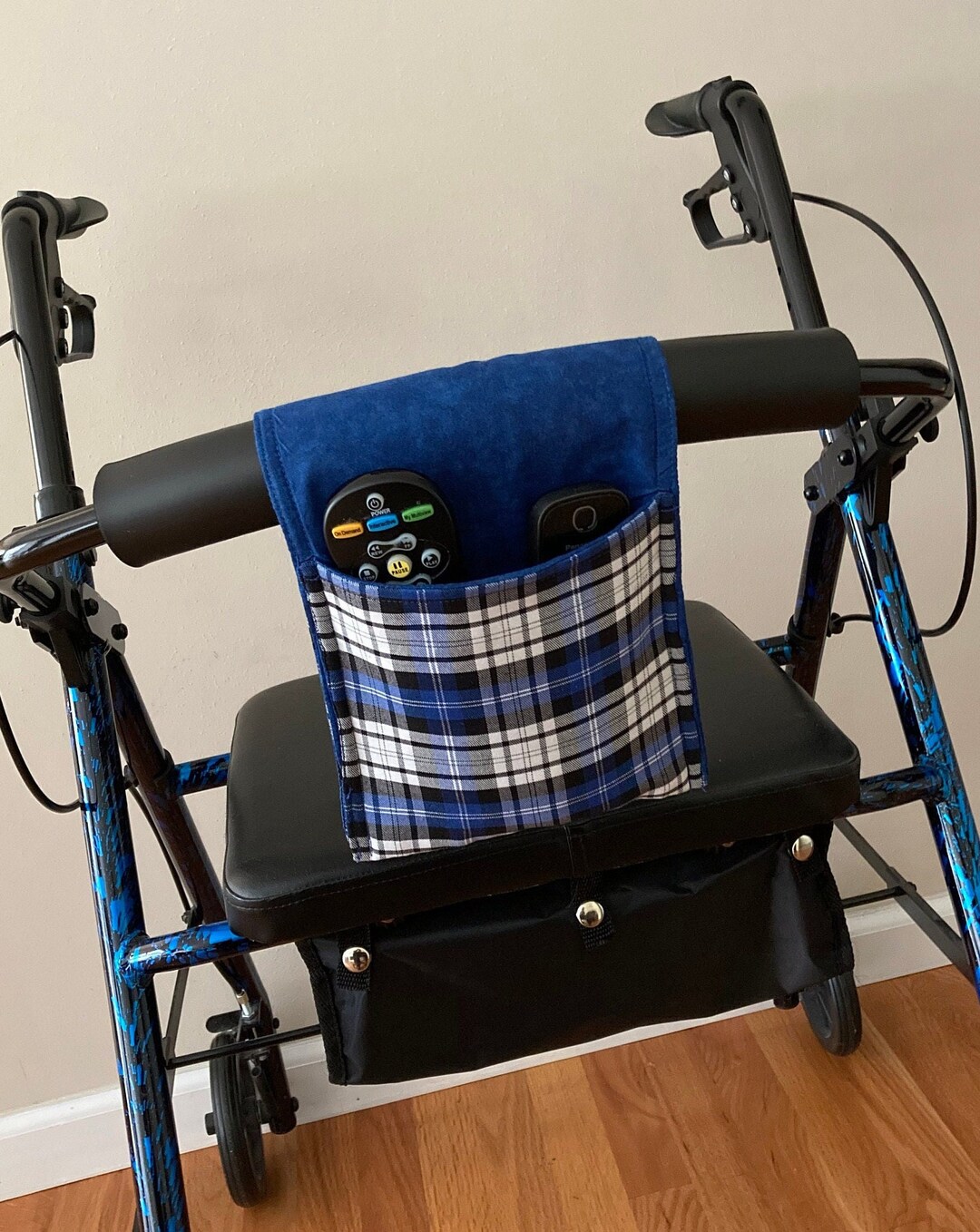 Walker Bag Mini in Blue, Black, and White Plaid for Rollator or ...