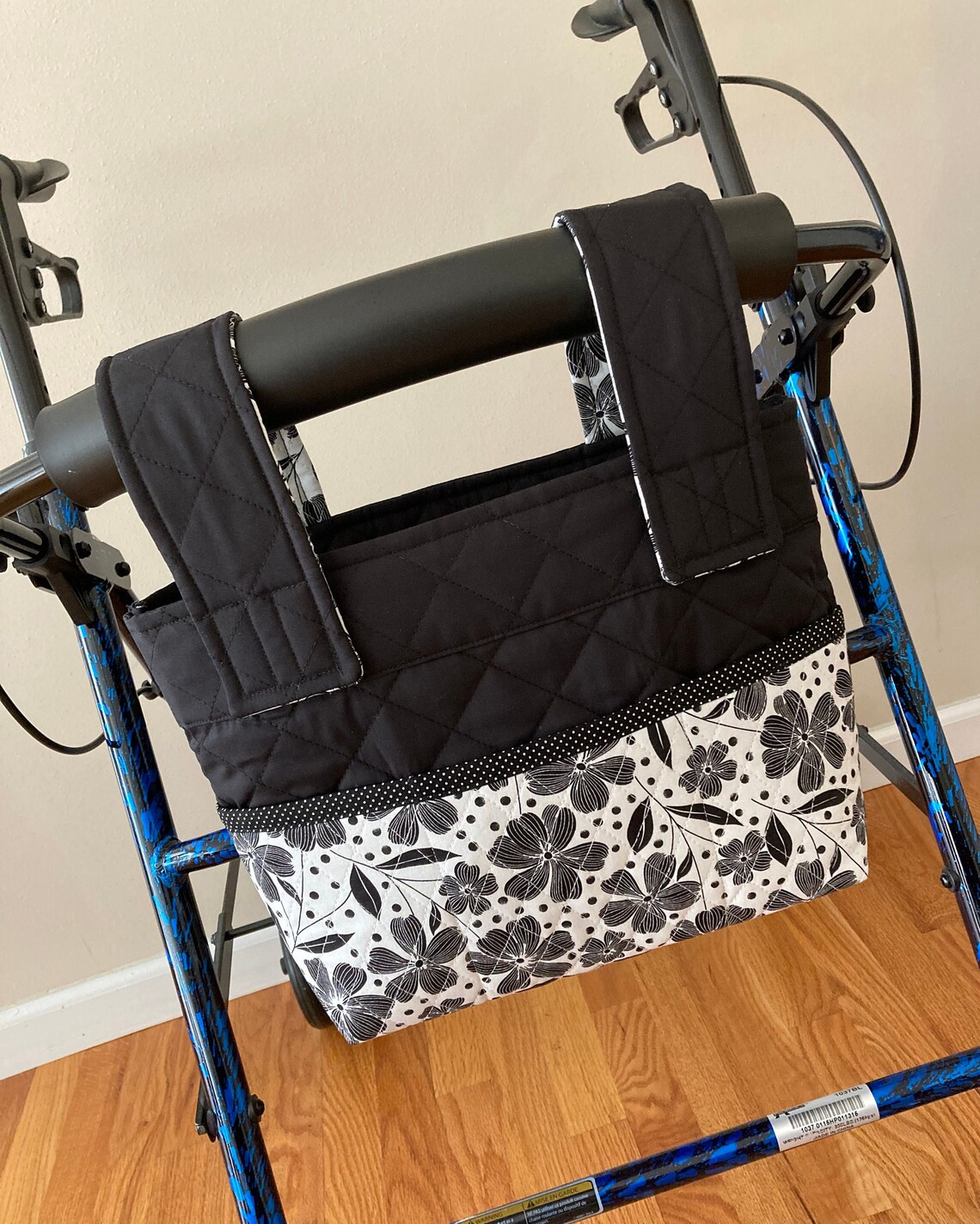 Rollator Walker Bag Black and White Floral for A Classy Look - Etsy