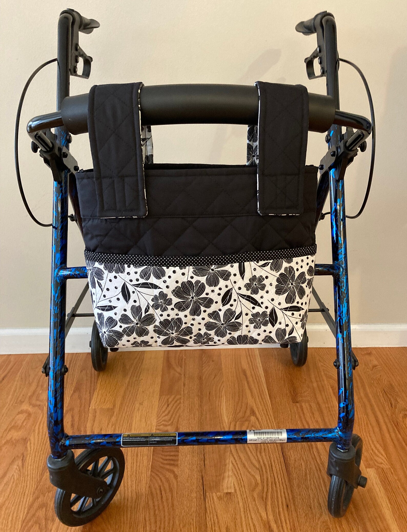 Rollator Walker Bag Black and White Floral for A Classy Look - Etsy