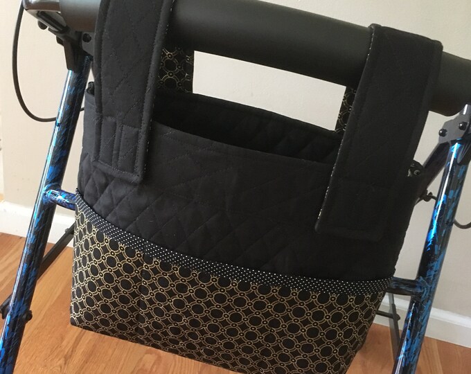 Rollator Walker Bag Elegant Black and Gold for A Classy Look - Etsy