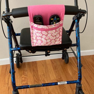 Walker Bag Mini Pink Daisies and Dots for Walker Rollator or - Etsy