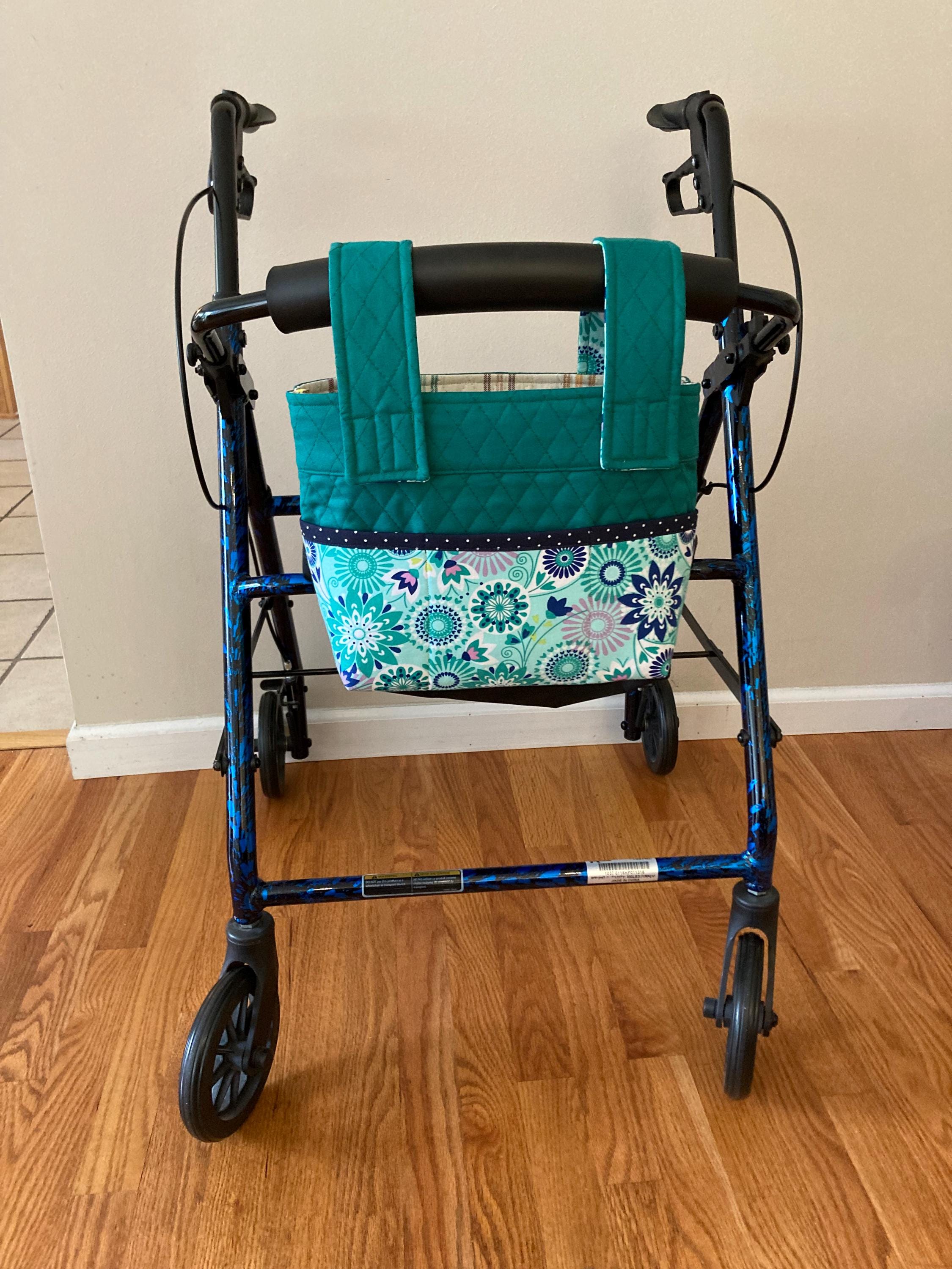 Rollator Walker Bag Teal Floral Celebration for A Cheery Look! - Etsy
