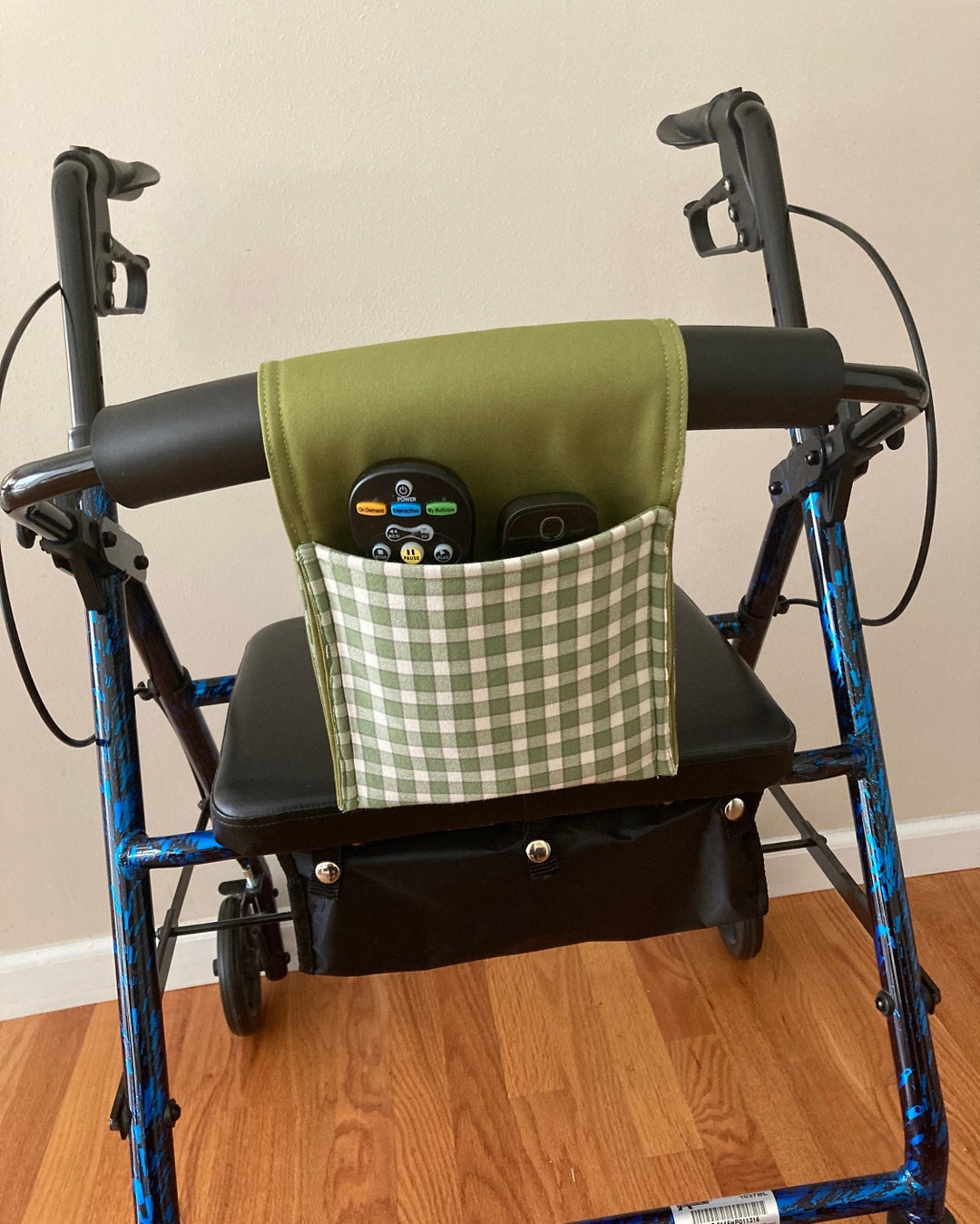 Walker Bag Mini in Green and White Twill Plaid for Rollator or Aluminum ...