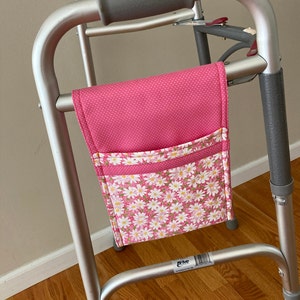 Walker Bag Mini Pink Daisies and Dots for Walker, Rollator, or Hemi ...