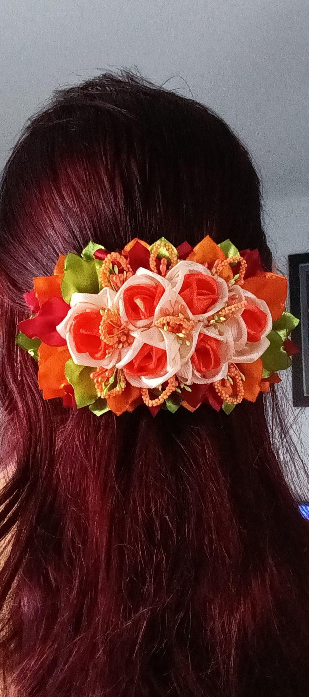 Orange Rose Hair Accessory Adults and Little Girls Large Romantic ...