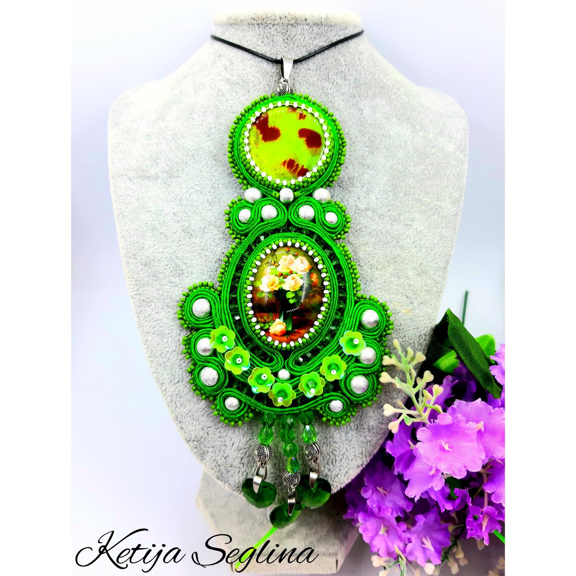 Soutache Necklace Soutache Jewellery Soutache Pendant Hand - Etsy Ireland