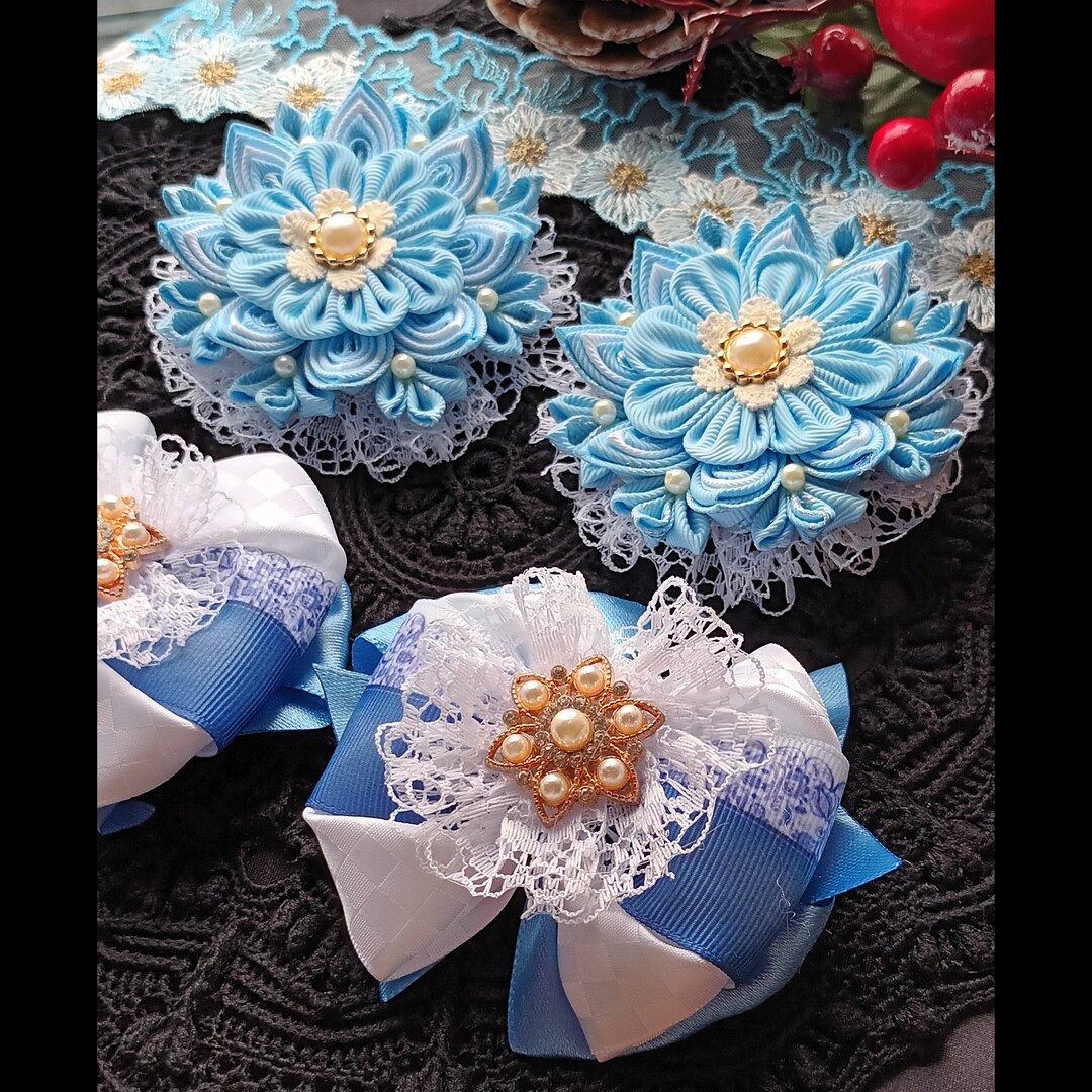 SMALL GIFT BOX Hair Accessories for Girls Blue Hair Clips and Bobbles ...