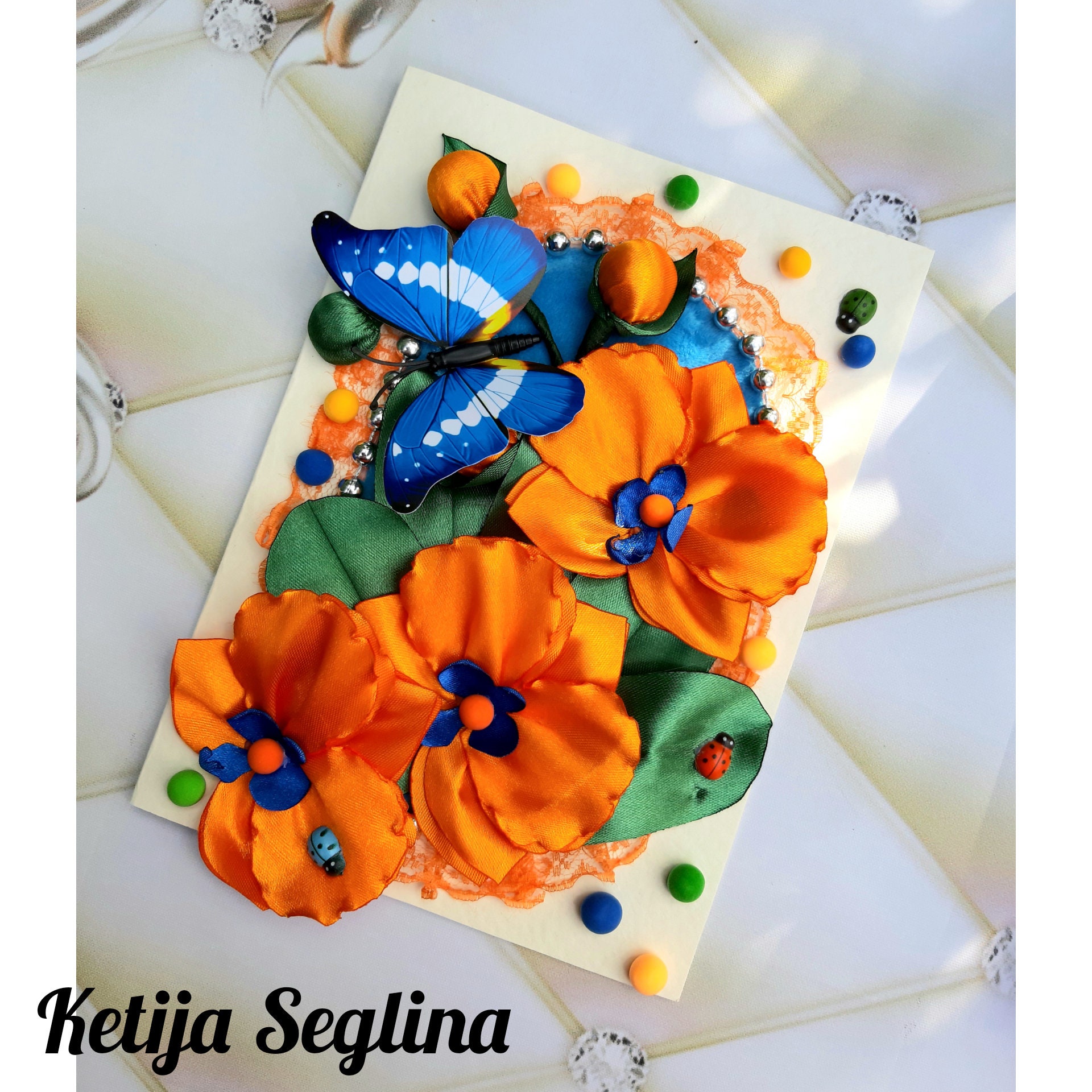 orchid-flower-greeting-card-ribbon-flower-greeting-card-etsy-ireland