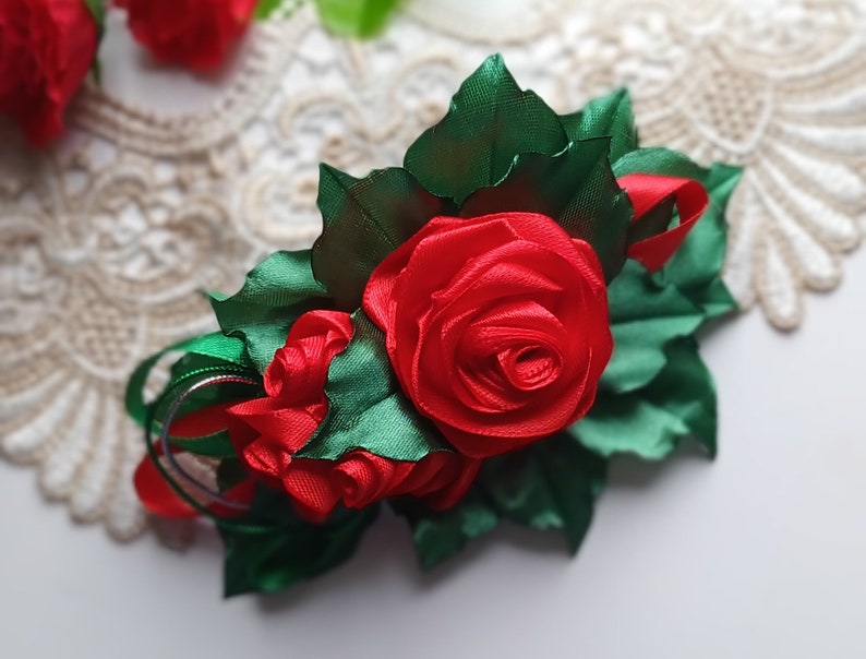 Red Rose Hair Accessory for Adults and Little Girls Large Romantic ...
