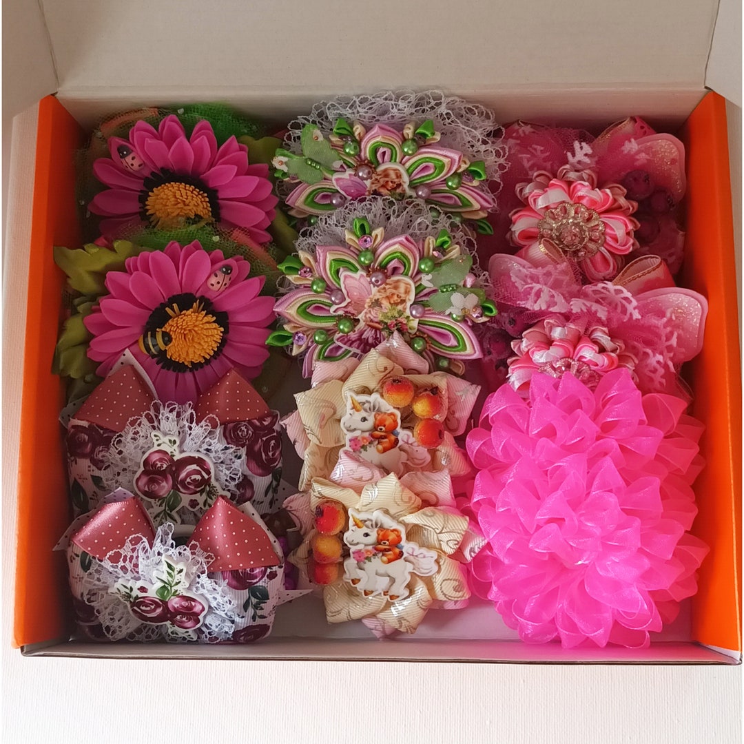 Pink Hair Accessories Gift Box: Unique Hair Clips & Bobbles Set - Etsy