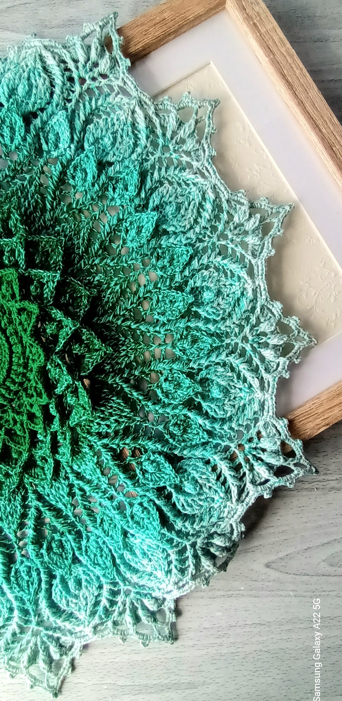 Textured Doily 3D Centrepiece Multicolored Green Crocheted Doily ...