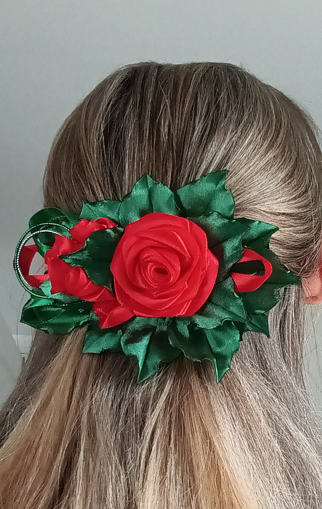Red Rose Hair Accessory for Adults and Little Girls Large Romantic ...