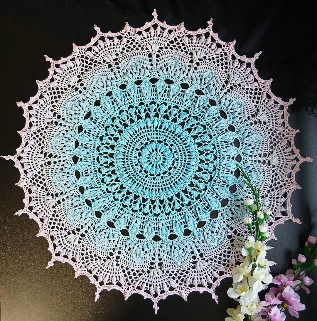 Textured Doily 3D Centrepiece Multicolored Crocheted Doily Handmade ...