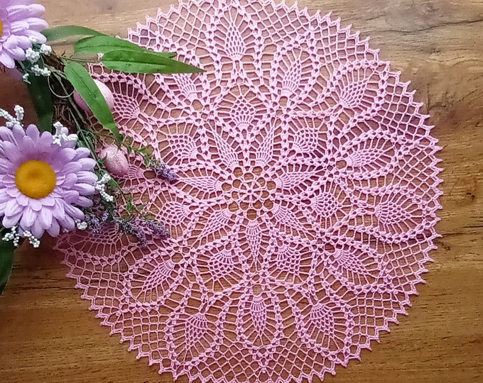 Pink Crocheted Large Table Centrepiece Crocheted Doily Handmade Doily ...