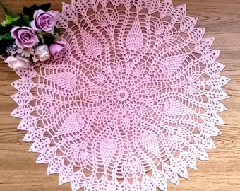 Pink Crocheted Large Table Centrepiece Crocheted Doily Handmade Doily ...