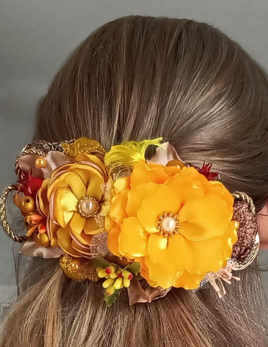 Yellow Hair Accessory for Adults and Little Girls Large Romantic ...