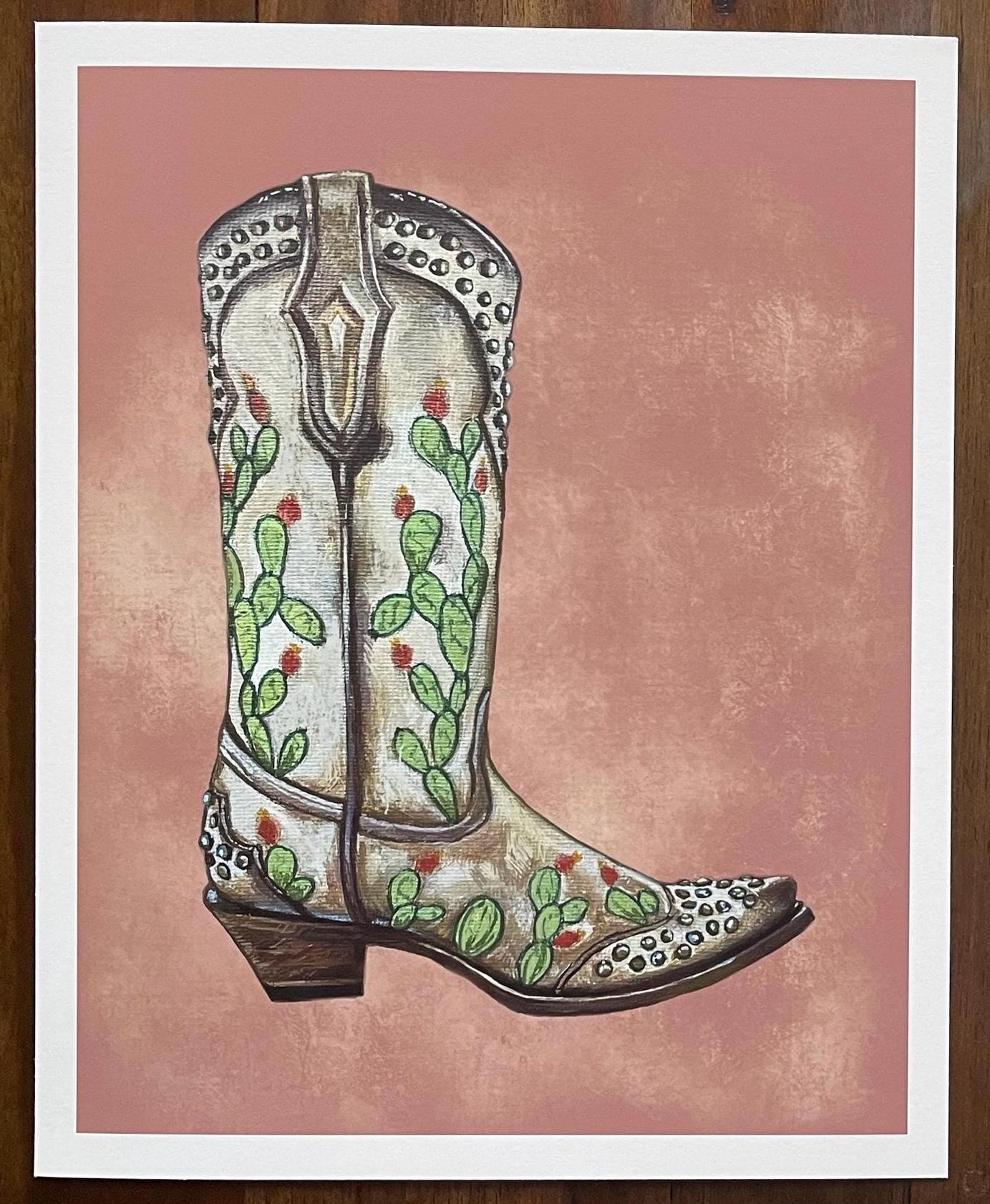 Boot With Cactus - Etsy