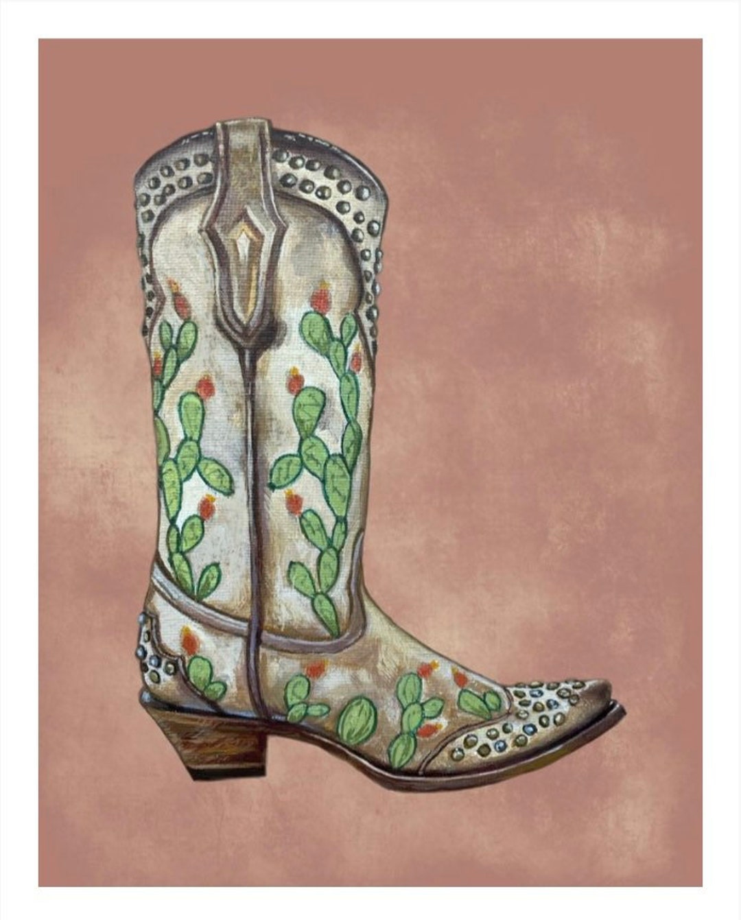 Boot With Cactus - Etsy
