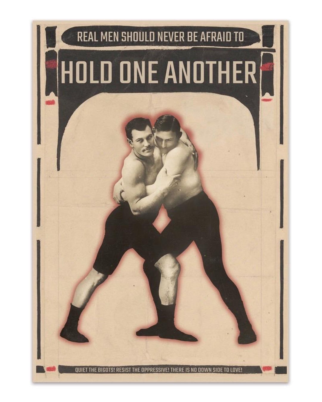 Real Men Hold One Another, Masculinity Complex Funny Vintage Positivity ...