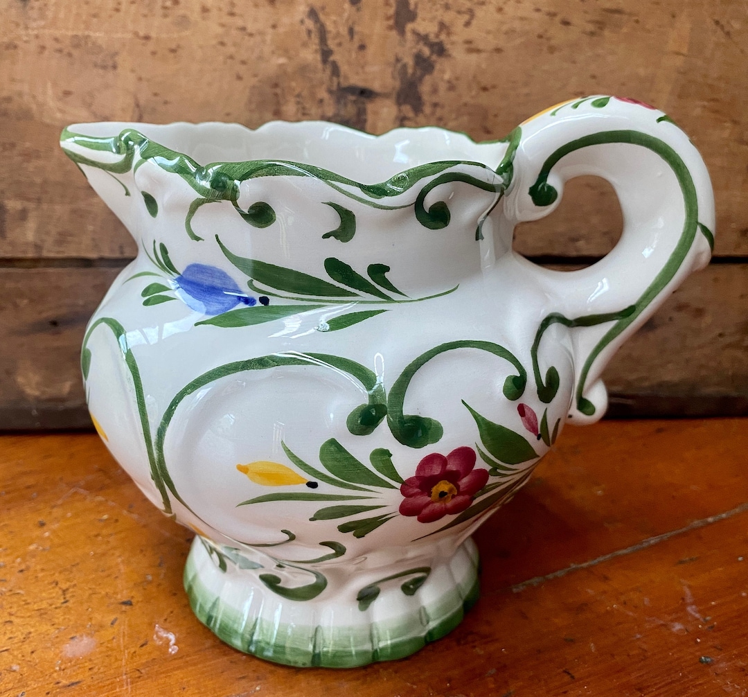 Floral Ceramic Pitcher Creamer Handpainted by RCCL Portugal - Etsy