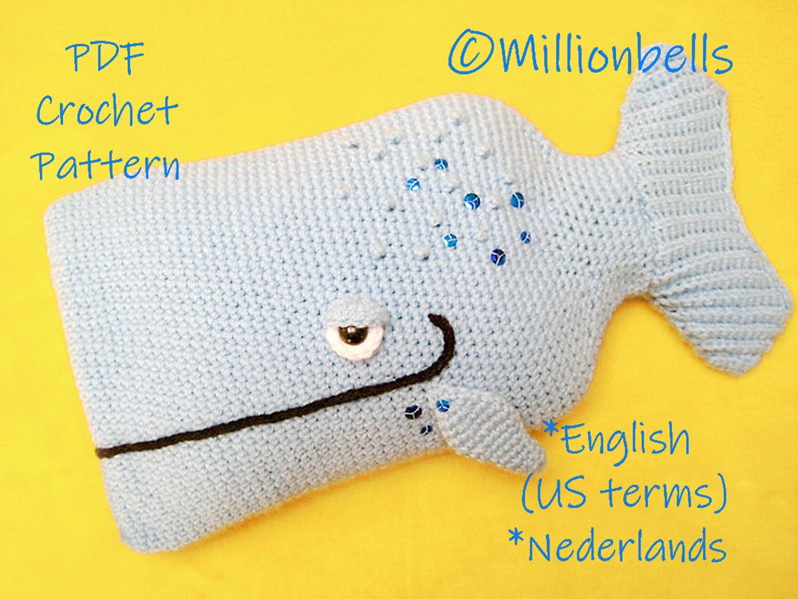 Haakpatroon walvis knuffelkruik kruik hoes pdf pyjama zak haak | Etsy