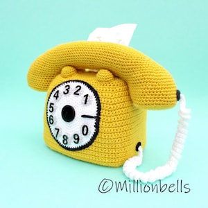 Retro Telephone Tissue Box Cover PDF Crochet Pattern Rotary Dial Phone ...