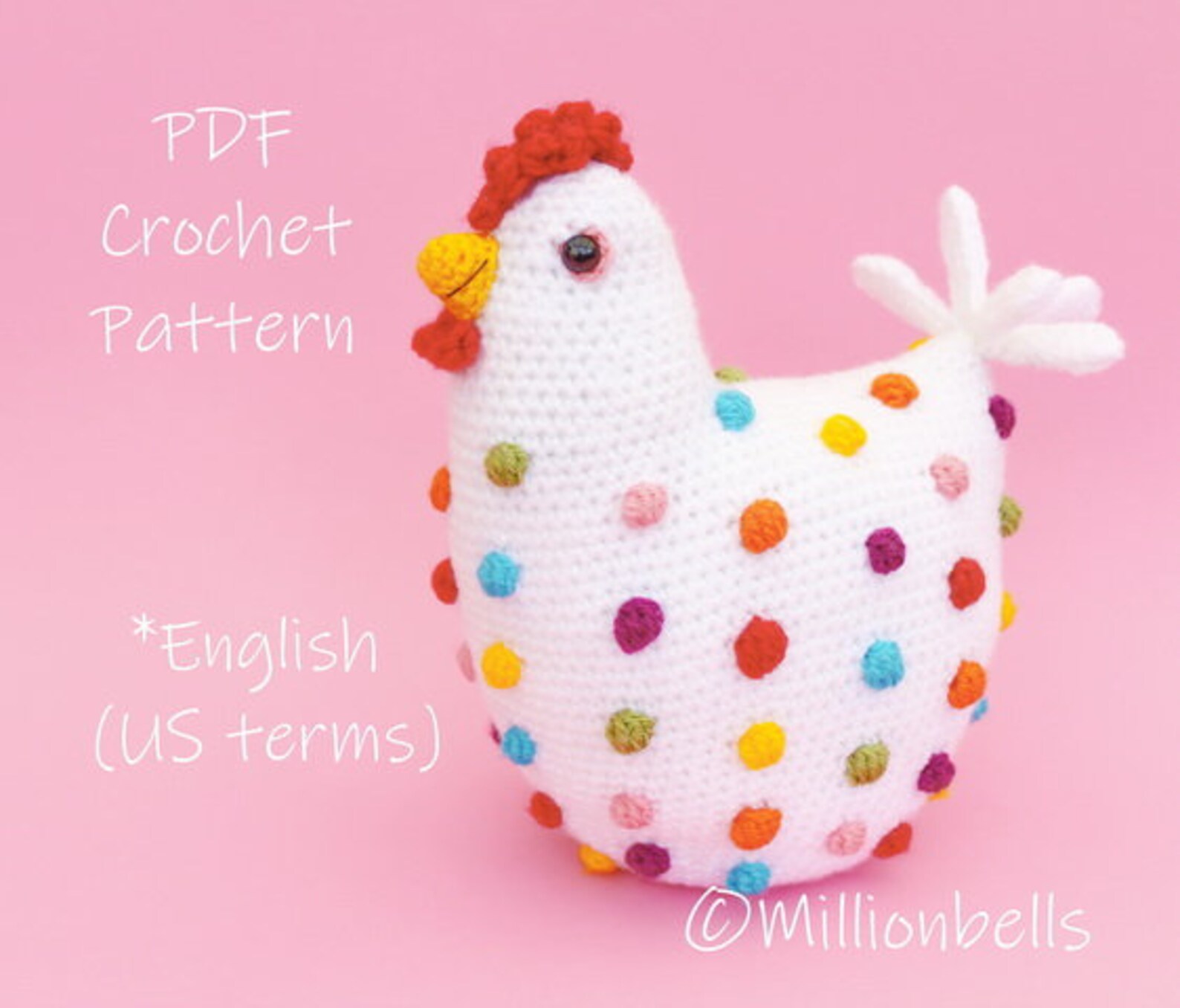 Chicken Polka Dots Crochet Pattern PDF Easter Amigurumi Decor - Etsy
