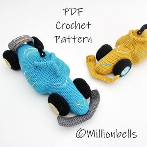 Formula 1 Race Car Amigurumi PDF CROCHET PATTERN F1 Racing Vehicle Toy ...