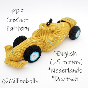Formula 1 Race Car Amigurumi PDF CROCHET PATTERN F1 Racing Vehicle Toy ...
