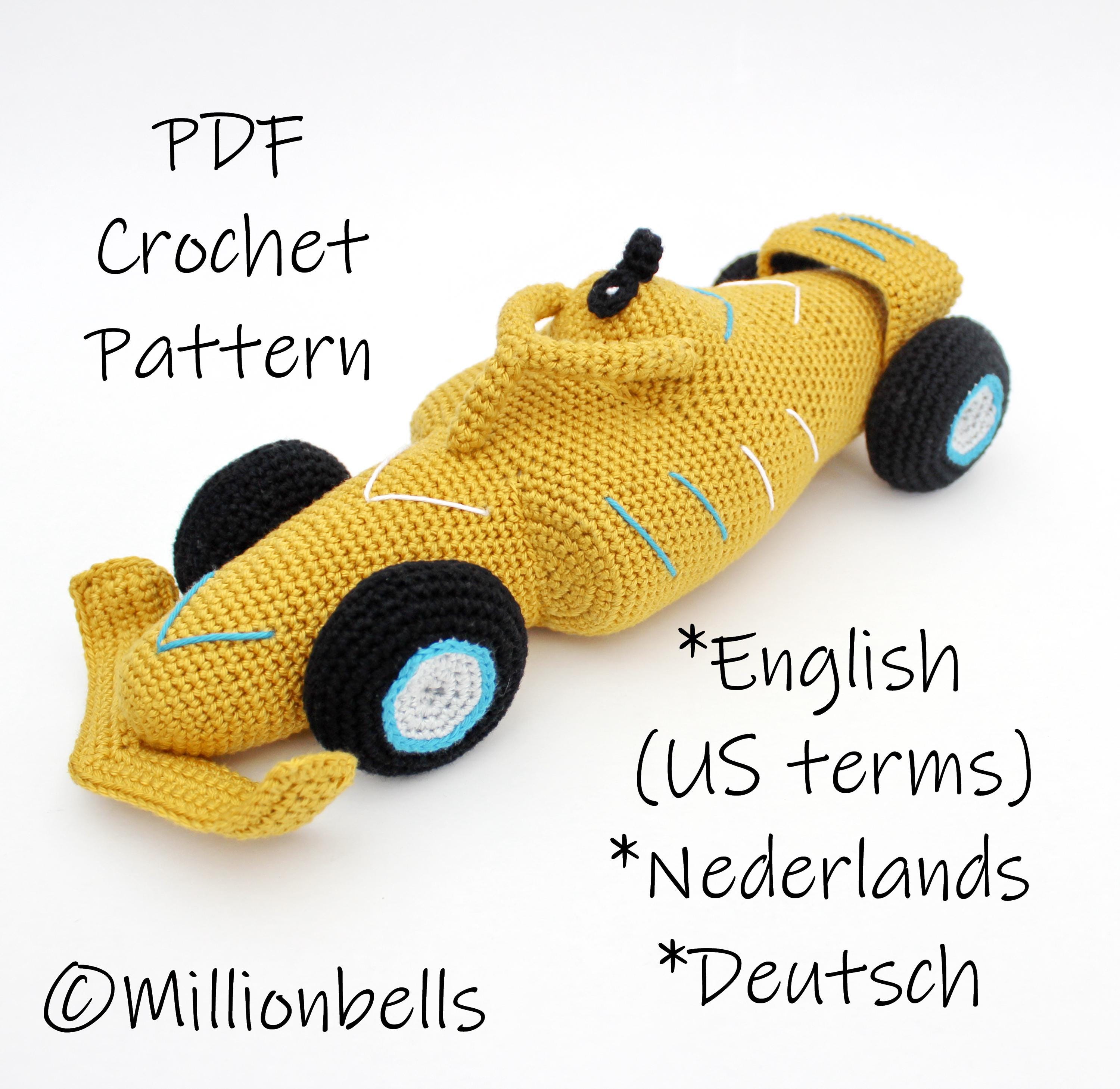 Formula 1 Race Car Amigurumi PDF CROCHET PATTERN F1 Racing Vehicle Toy ...