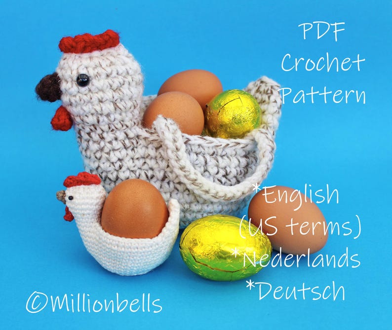 Chicken Egg Basket Bowl Easter Spring Amigurumi PDF Crochet Pattern - Etsy
