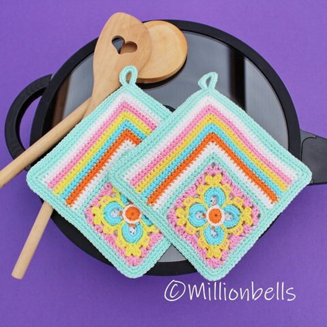 Potholders Sweet Bakery PDF CROCHET PATTERN Granny Square Motif Kitchen ...