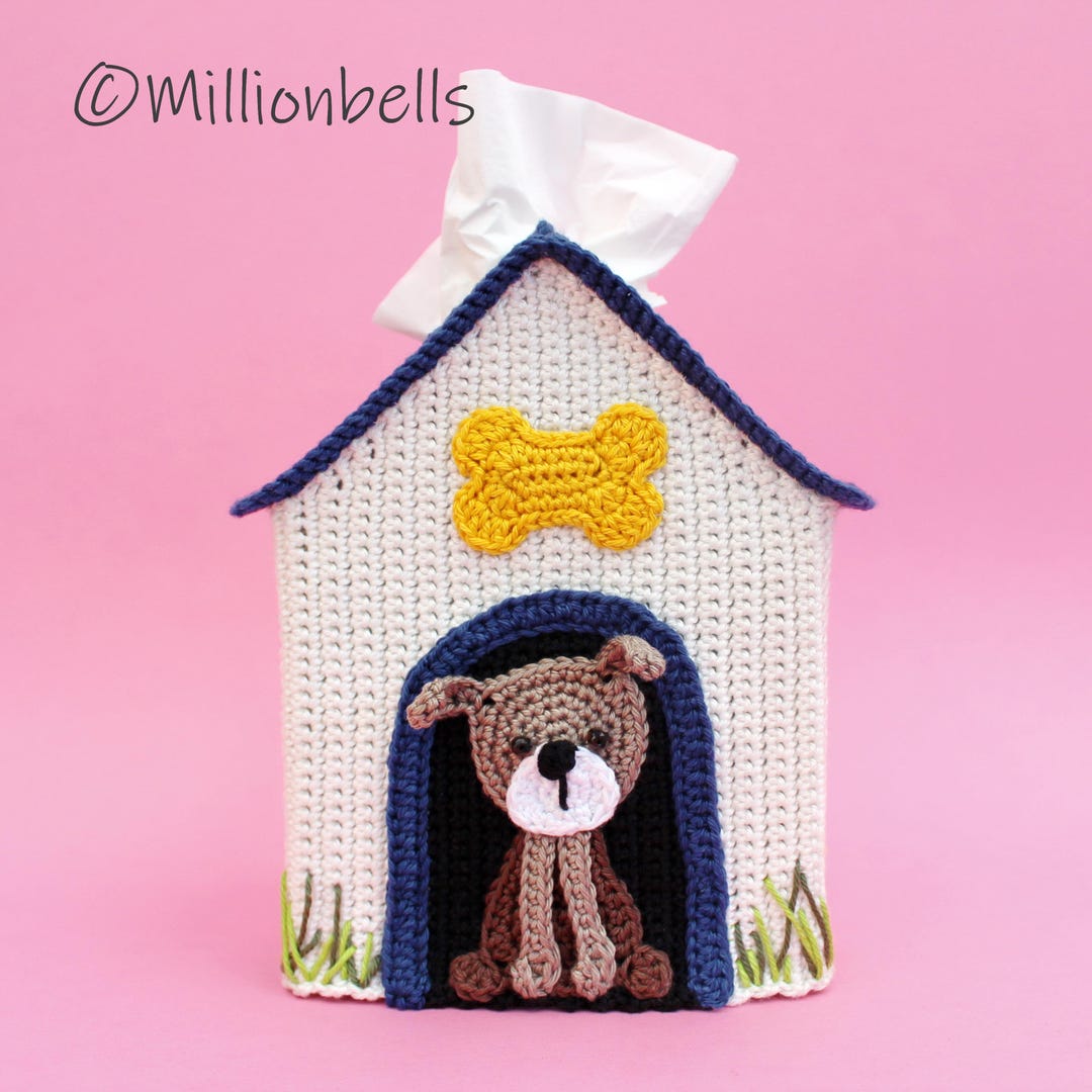 Dog House Tissue Box Cover PDF CROCHET PATTERN Puppy Kennel Home Decor Tissue Topper - Etsy