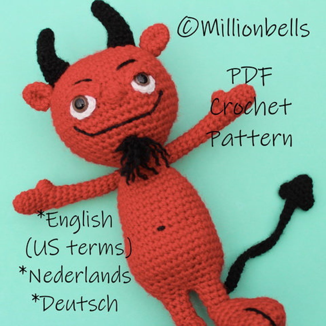 Cheeky Red Devil Amigurumi CROCHET PATTERN PDF Toy Doll - Etsy UK