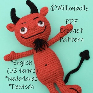 Cheeky Red Devil Amigurumi CROCHET PATTERN PDF Toy Doll Halloween - Etsy