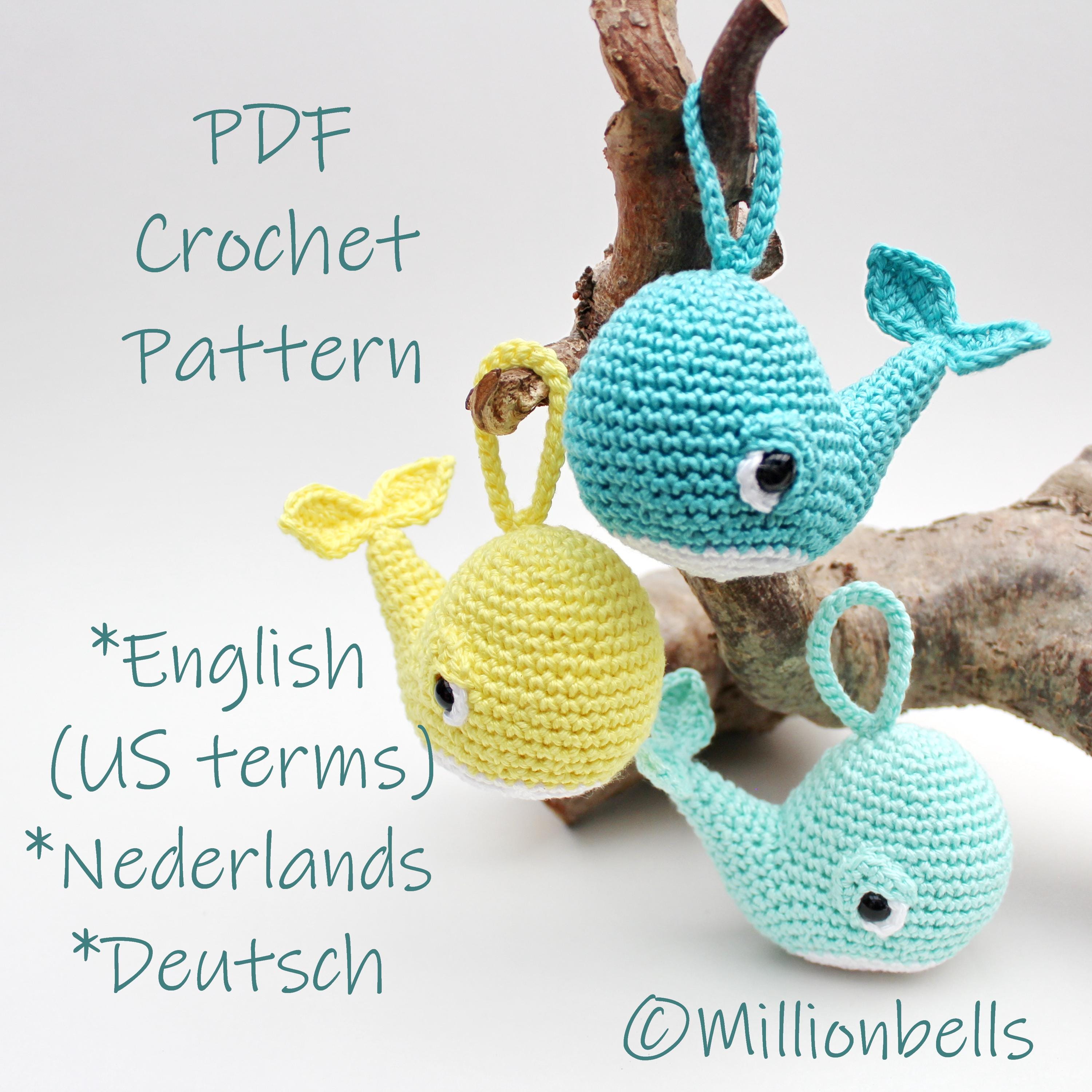 Whale Keychain PDF Crochet Pattern Amigurumi Animal Bag Purse Charm ...
