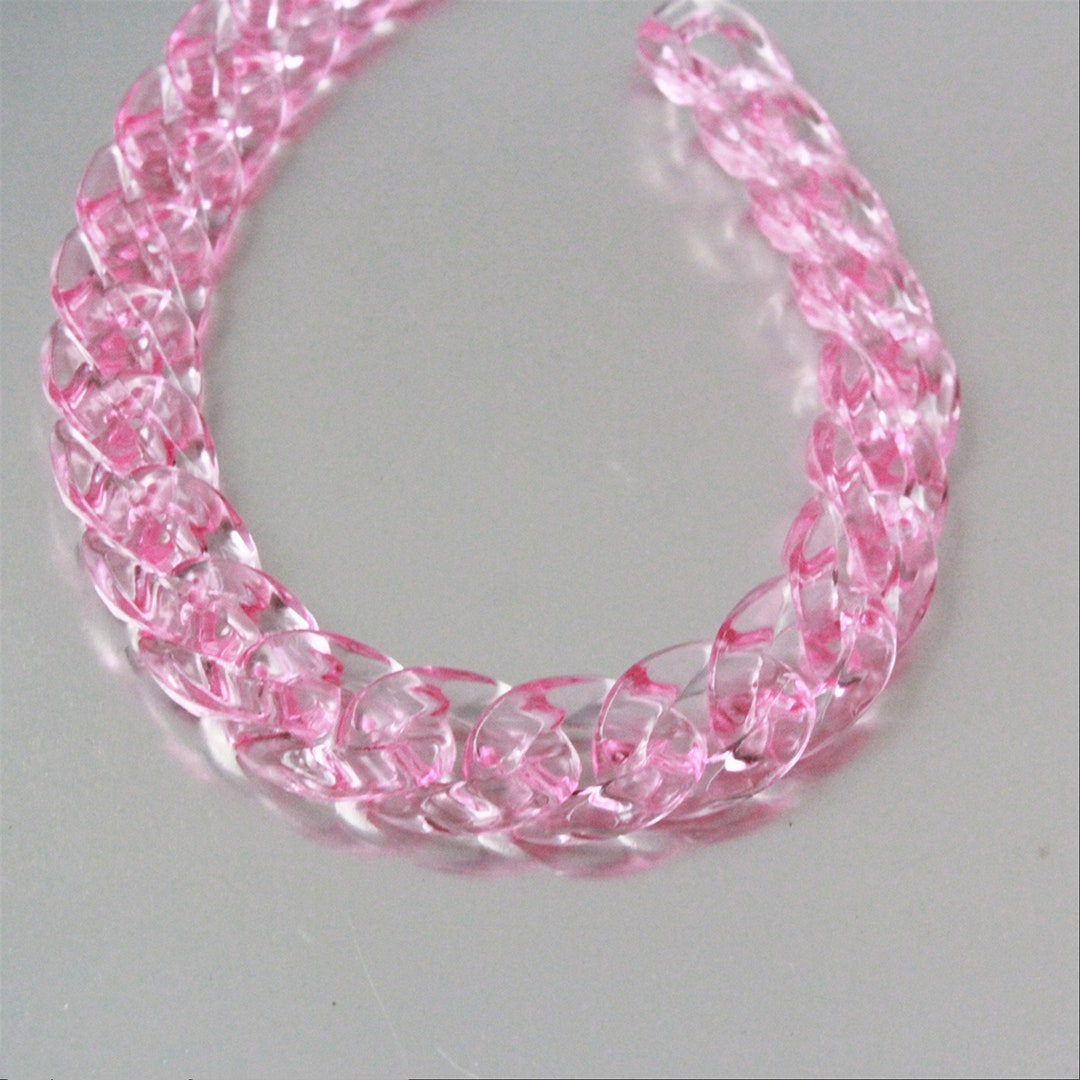 80pcs Clear Ice Pink Acrylic Curb Chain Links, Clear Plastic Curb Chain ...
