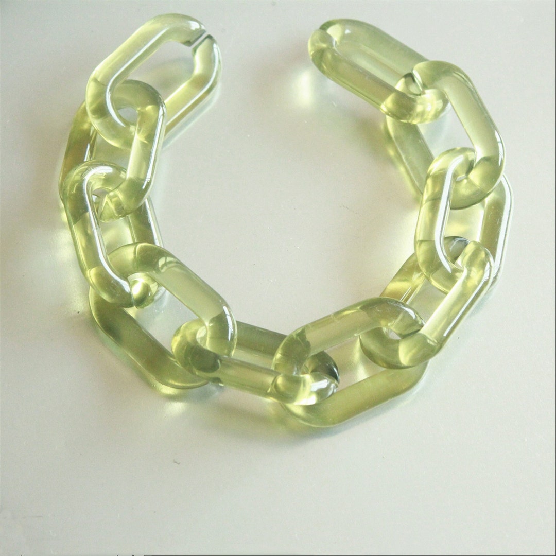 20pcs Chunky Clear Olivine Oval Acrylic Chunky Chain Links, Transparent ...