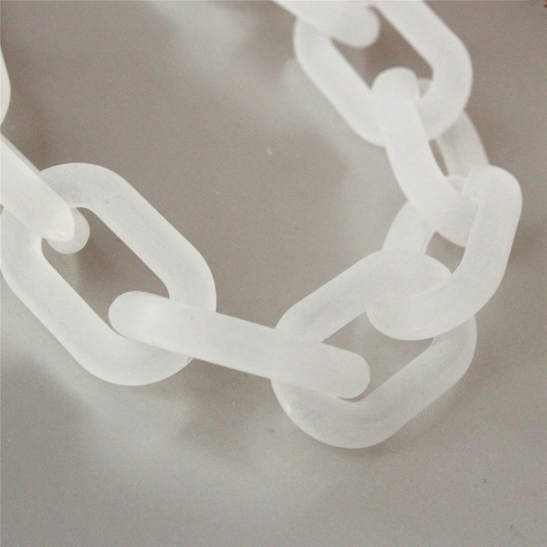 20pcs Matte Clear White Oval Acrylic Chunky Chain Links, Transparent ...