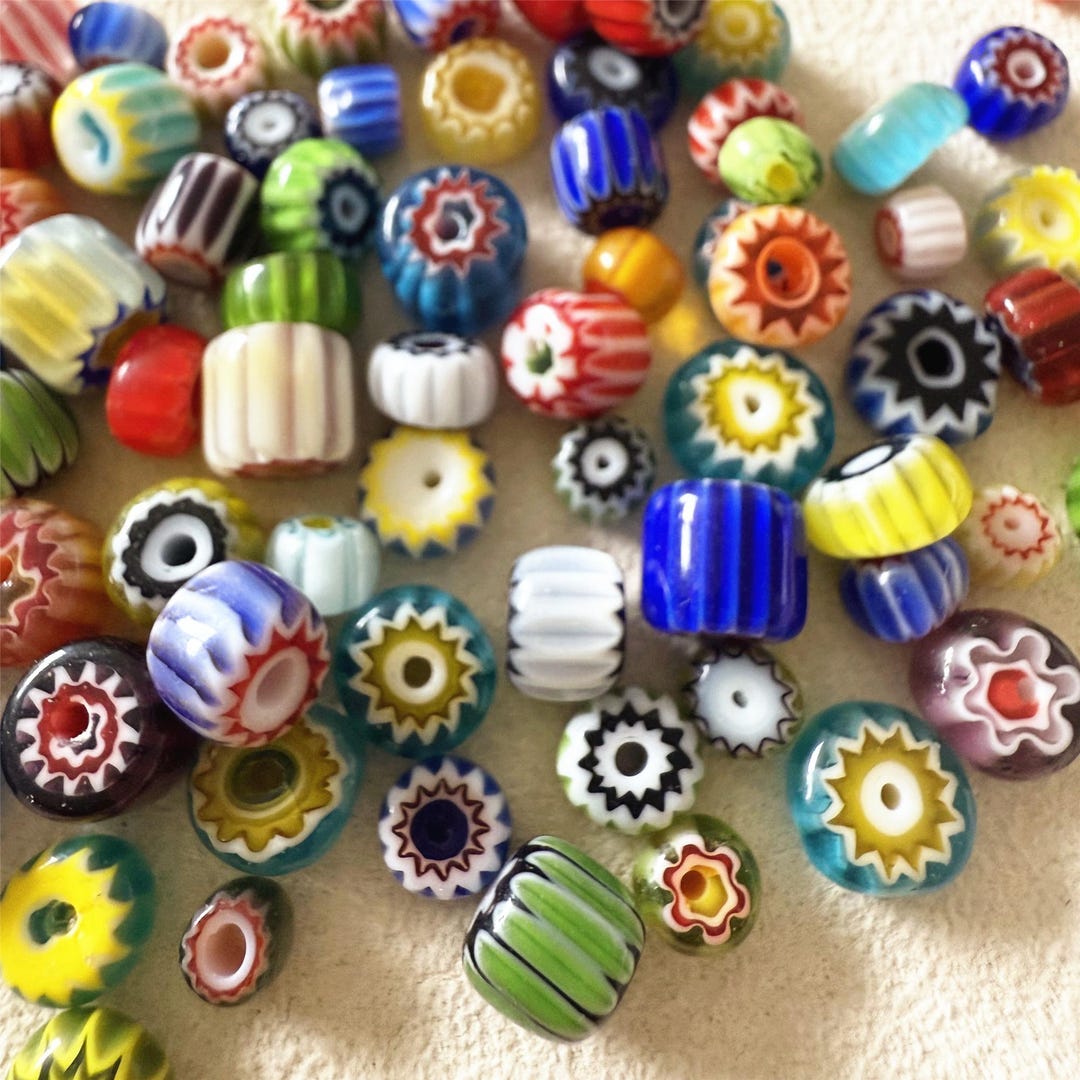 Assorted Floral Glass Beads, Jewelry Making Beads Size 20pcs - Etsy